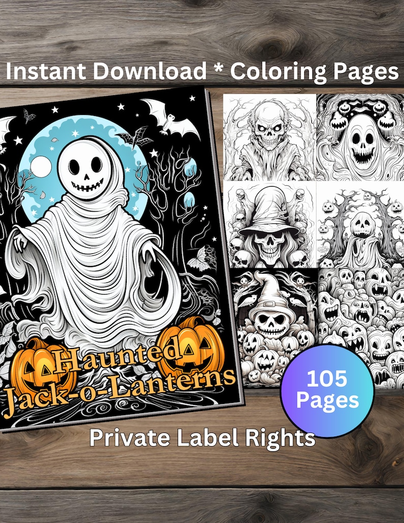 105 Halloween Ghosts Ghouls and Goblins Adult Coloring Pages Amazon KDP ...