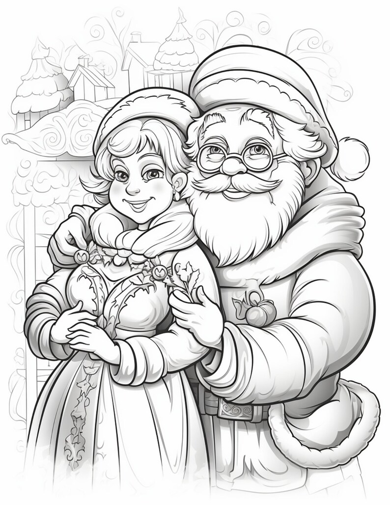 163 Santa Coloring Pages Printable Edit in Canva PNG JPG PDF Coloring ...