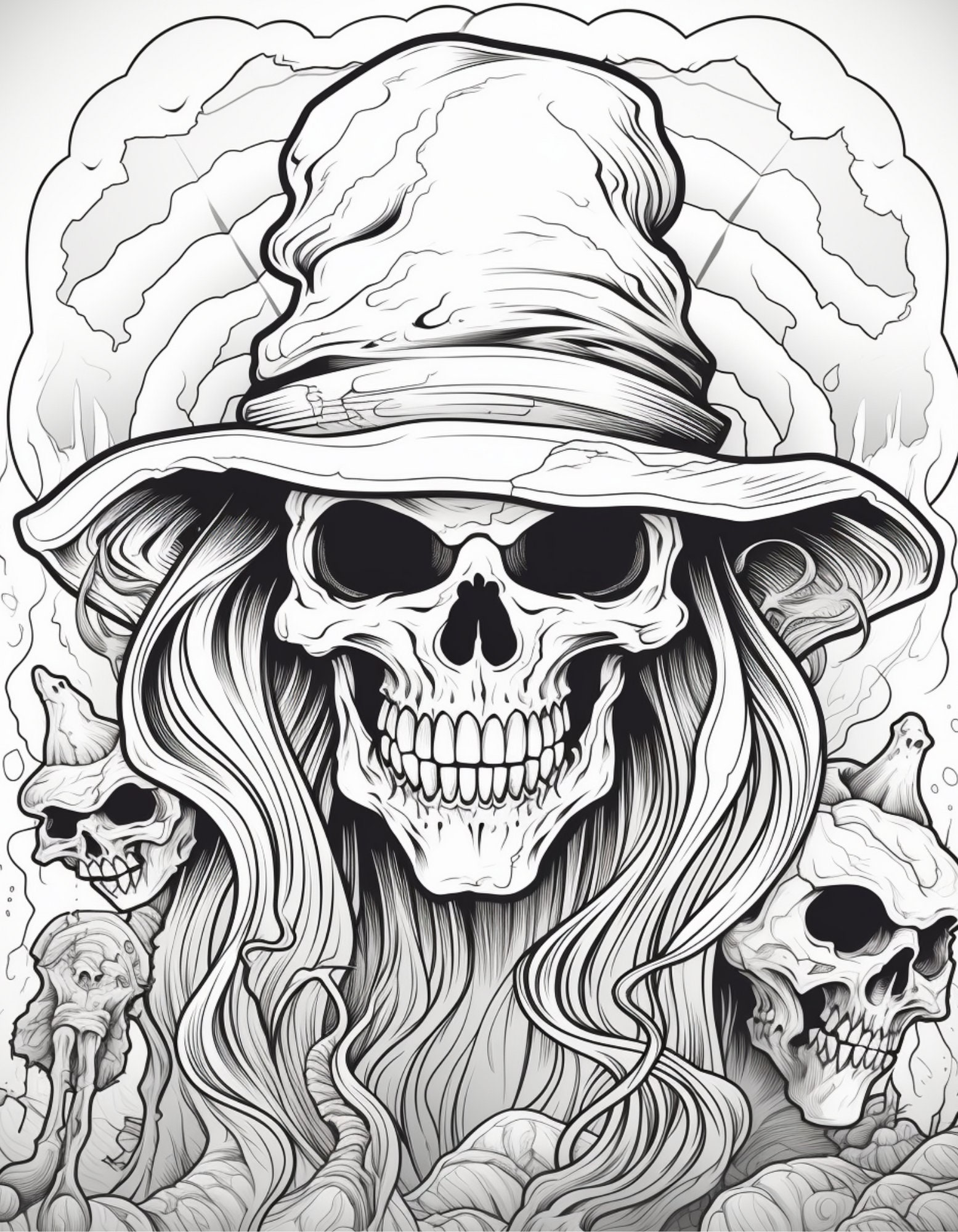 134 Halloween Undead Witches Adult Coloring Pages Amazon KDP Coloring ...