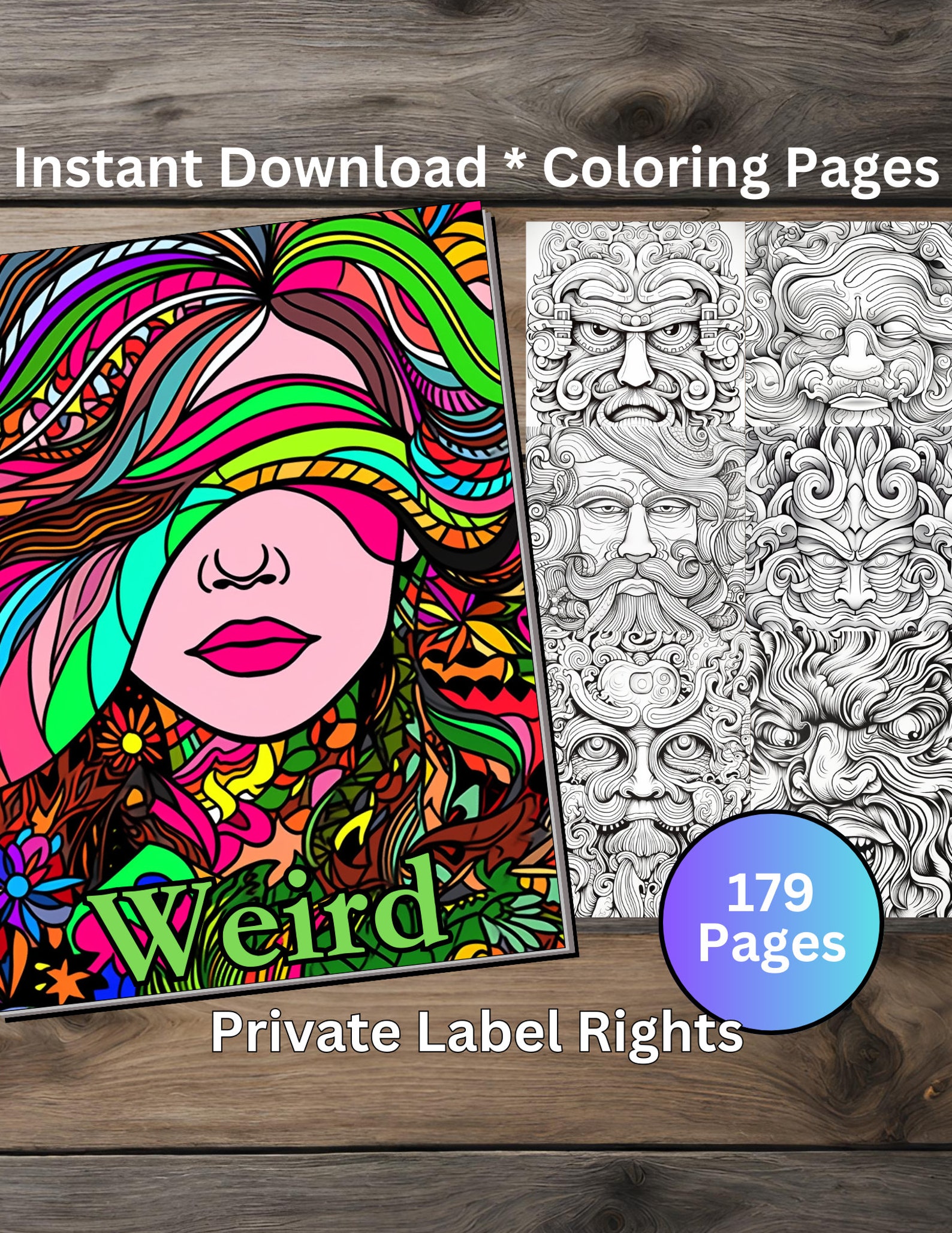 179 Weird Coloring Book Pages Printable Edit in Canva PNG JPG PDF ...