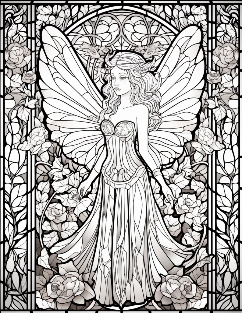 Coloring Book Art Beautiful Stained Glass Fairies Coloring Pages Plus ...