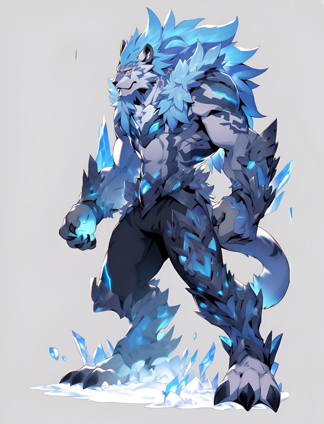 Fursona EXCLUSIVE Adoption UNIQUE Adoptable: Elemental Lion Ice Furry ...