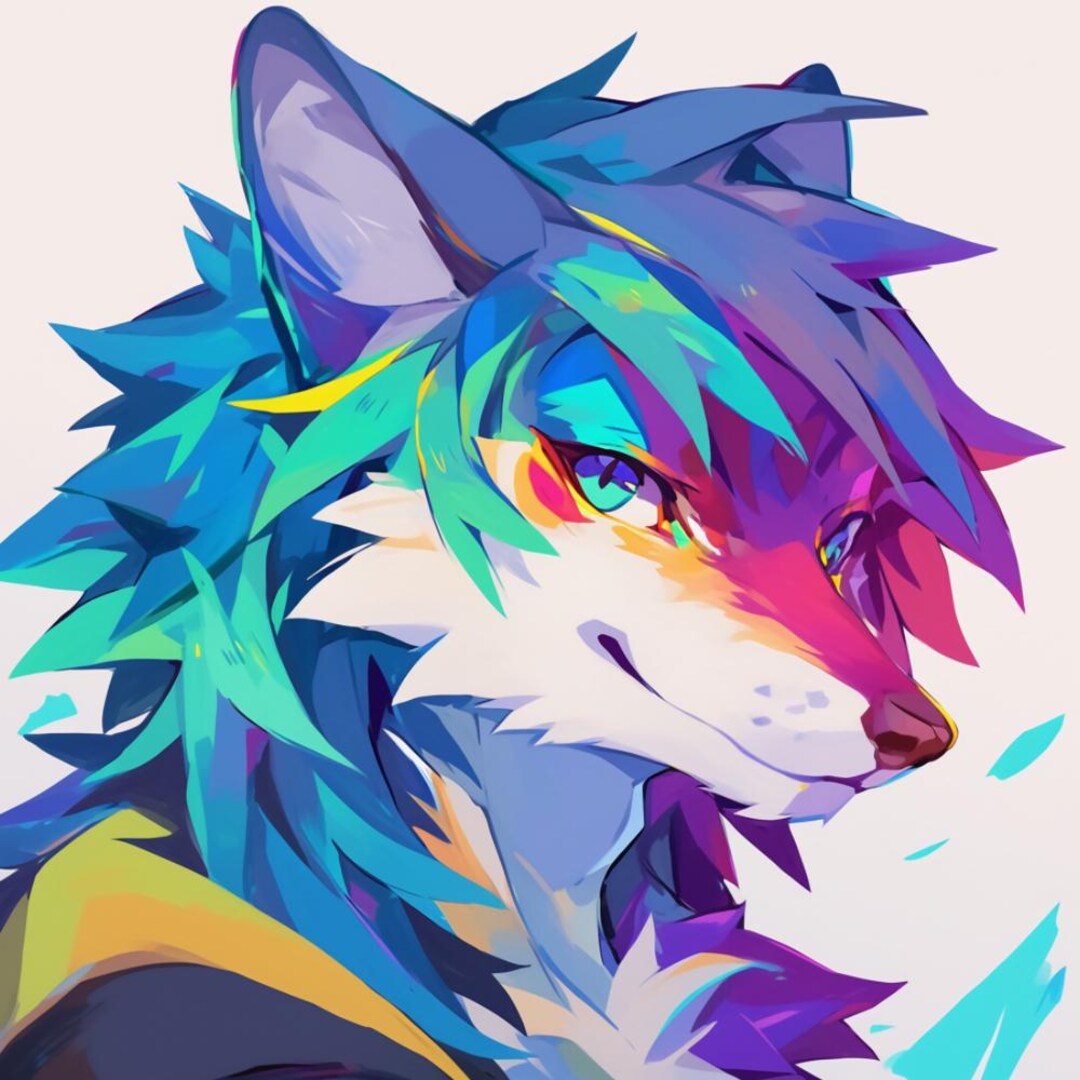 Colorful Wolf Profile Pic Digital Download HD Image - Etsy
