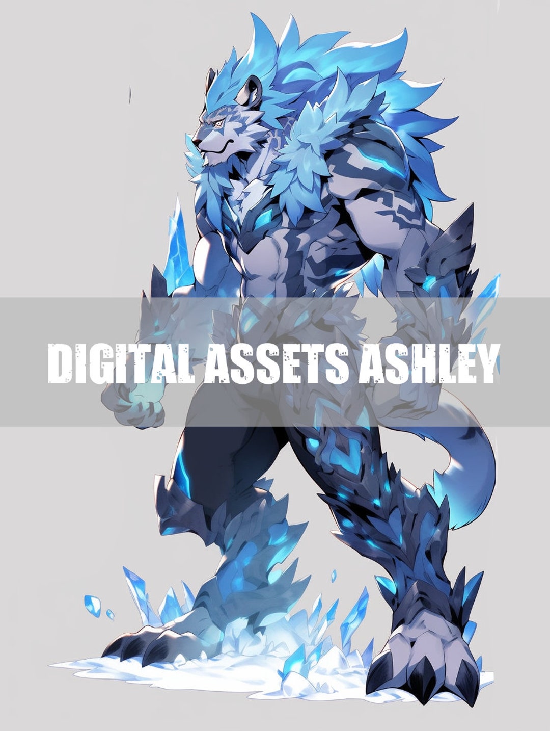 Fursona EXCLUSIVE Adoption UNIQUE Adoptable: Elemental Lion Ice Furry ...