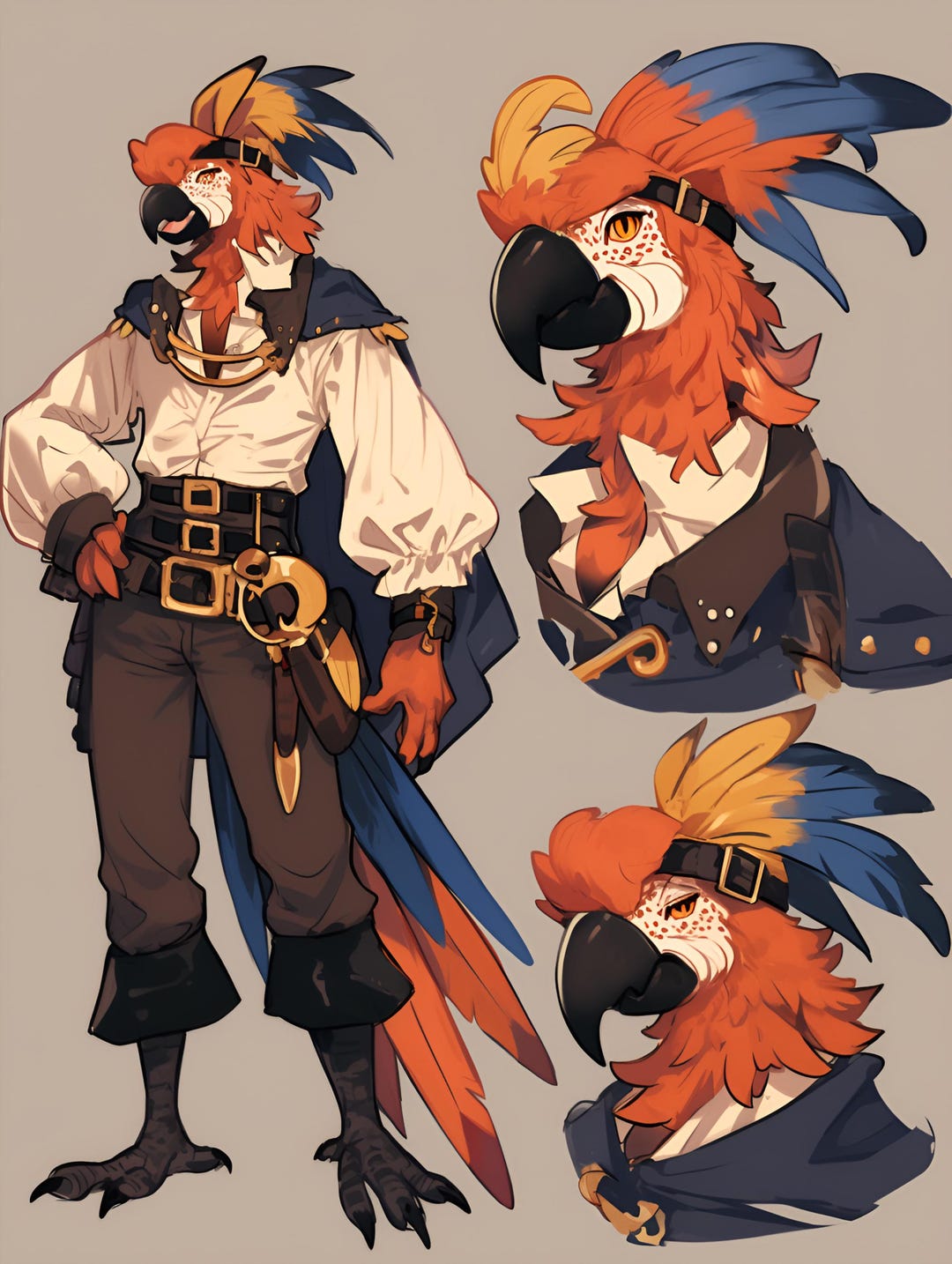 Pirate Parrot Adoptable: EXCLUSIVE Furry Adoption, Reference Sheet ...