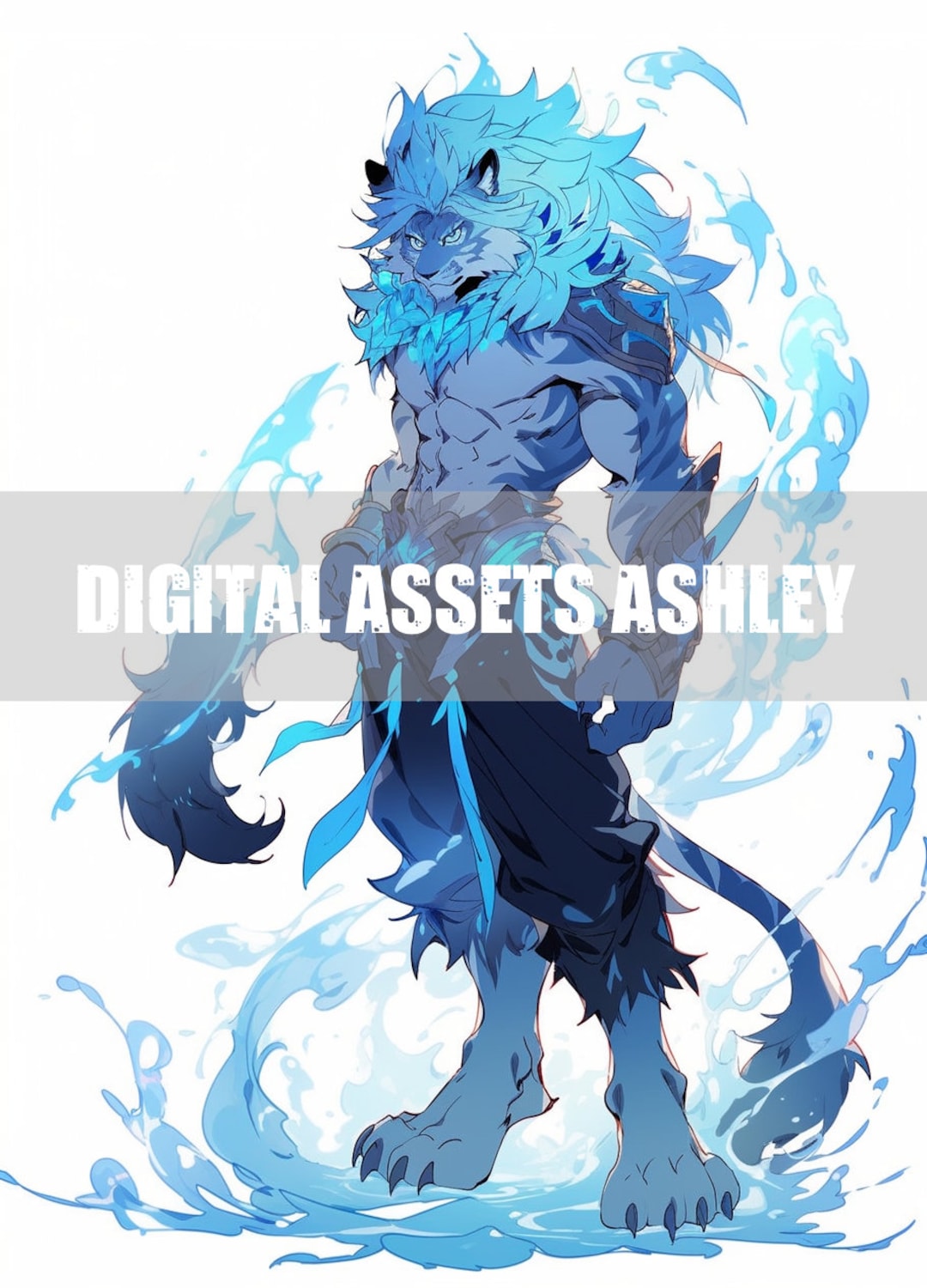 Elemental Lion: Water Fursona Adoptable - Etsy
