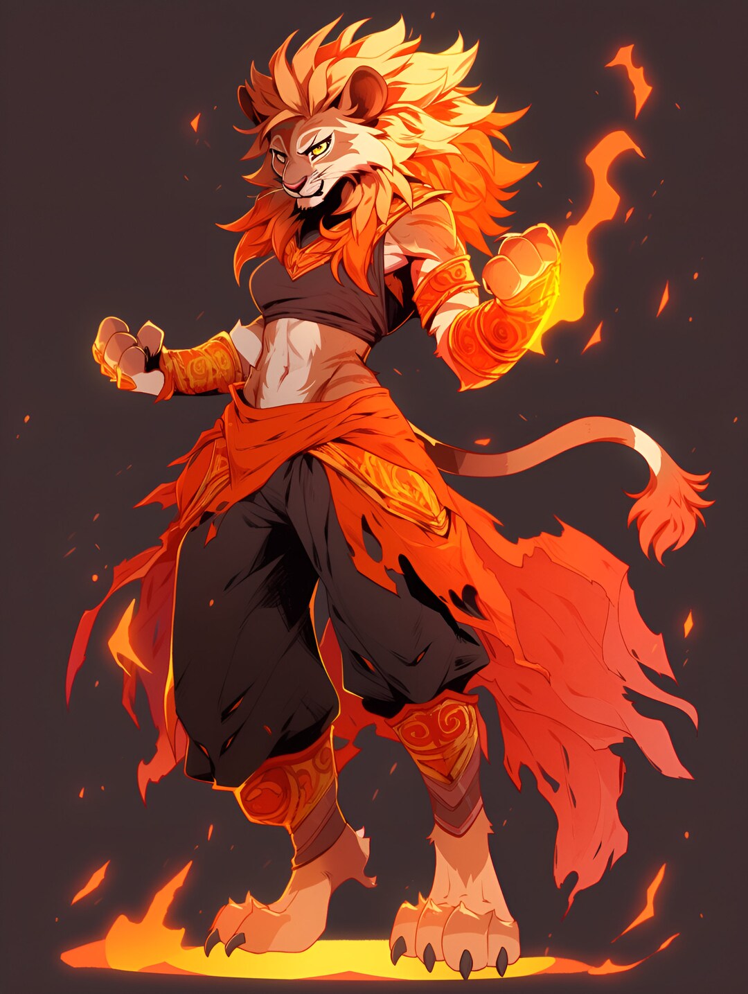 Elemental Lion Fire: EXCLUSIVE Furry Adoption Reference Sheet, Instant ...