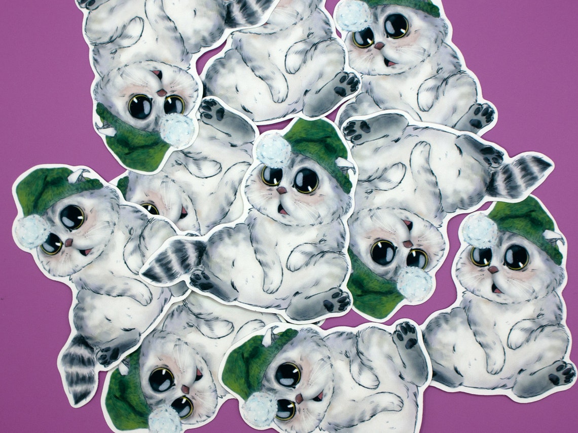 Cute Cat in a Hat Sticker / Vinyl Sticker / Journaling / - Etsy