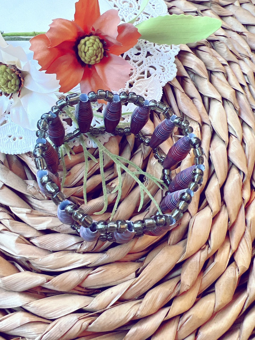 Hand Rolled Paper Bead Ladder Bracelet - Etsy