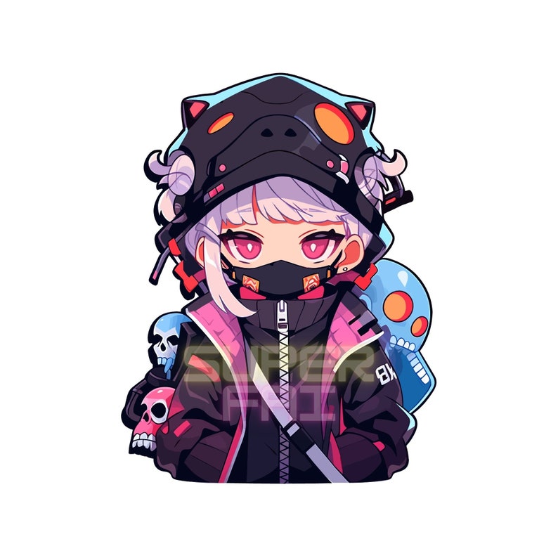 Kawaii Chibi Demon Anime Boy in Cyberpunk Hype Beast Outfit Sticker ...