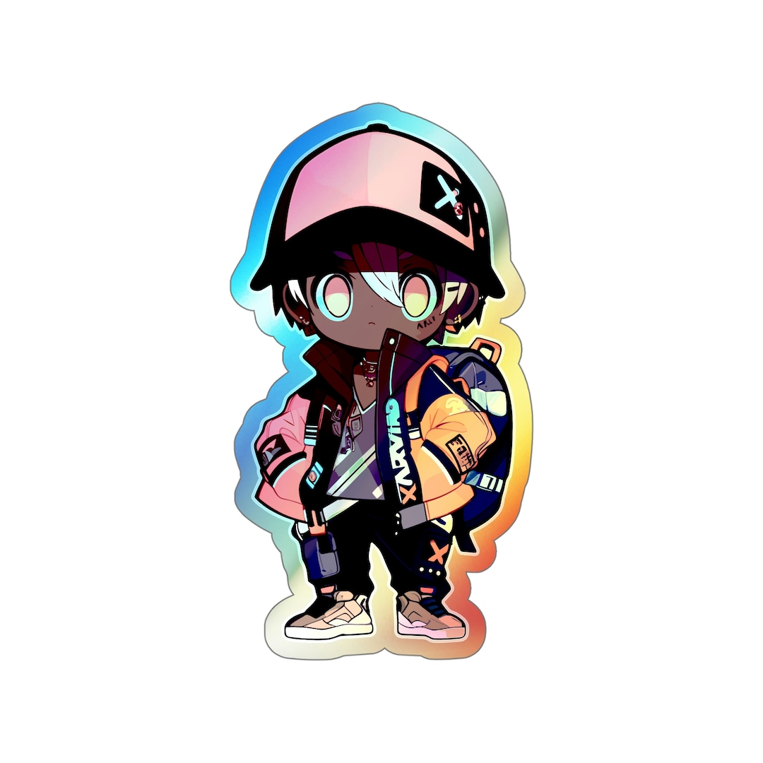 Kawaii Chibi Anime Boy Hype Beast Pokemon Trainer Sticker Holographic ...