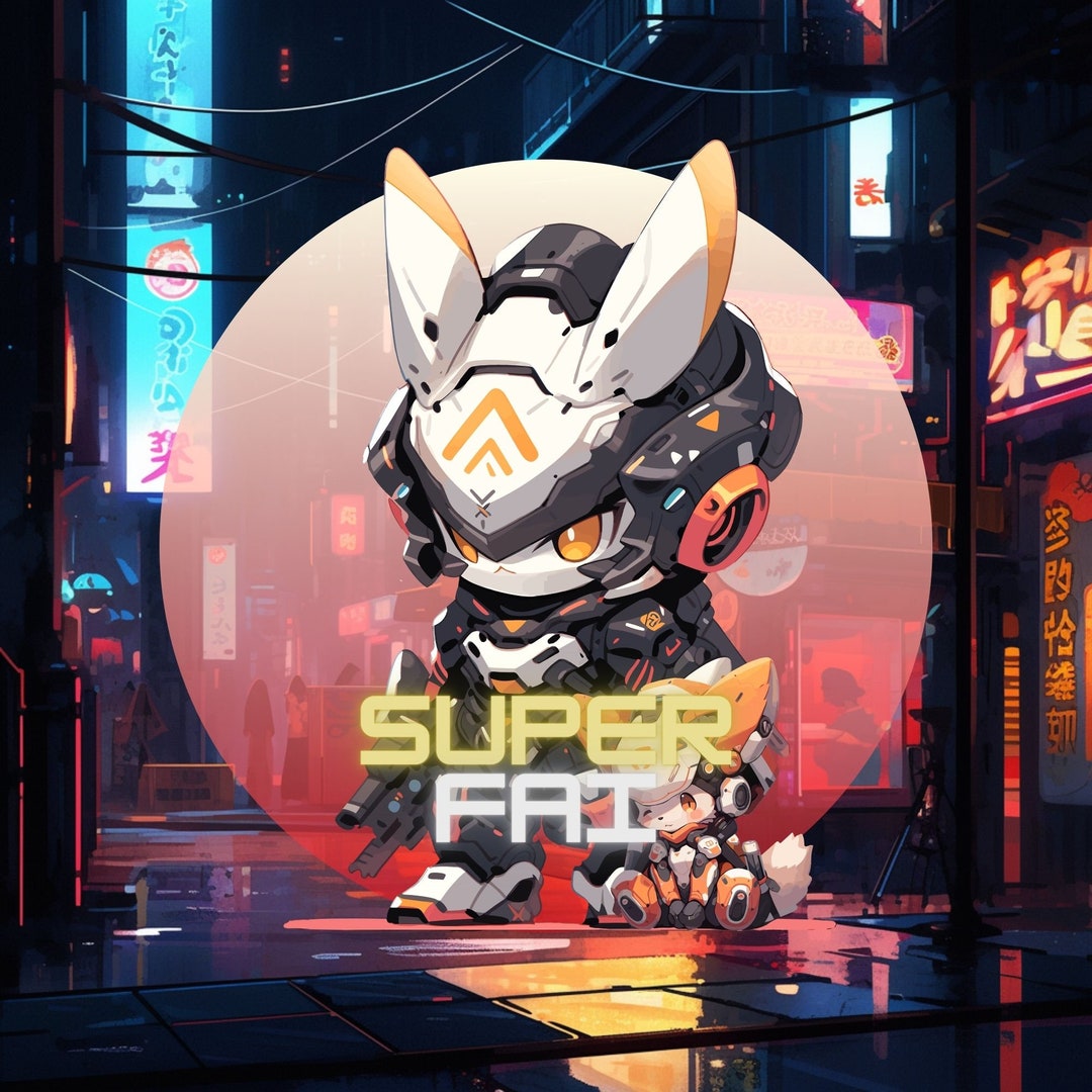 Anime Chibi Mech Warrior and Mech Suit Dog Die-cut Stickers ...