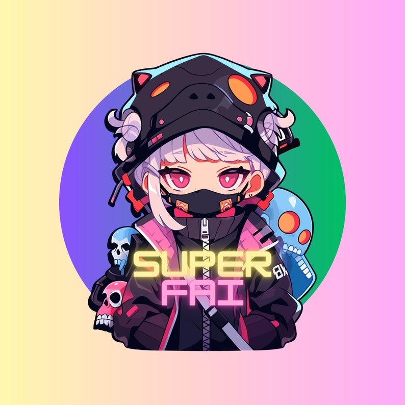 Kawaii Chibi Demon Anime Boy in Cyberpunk Hype Beast Outfit Sticker ...