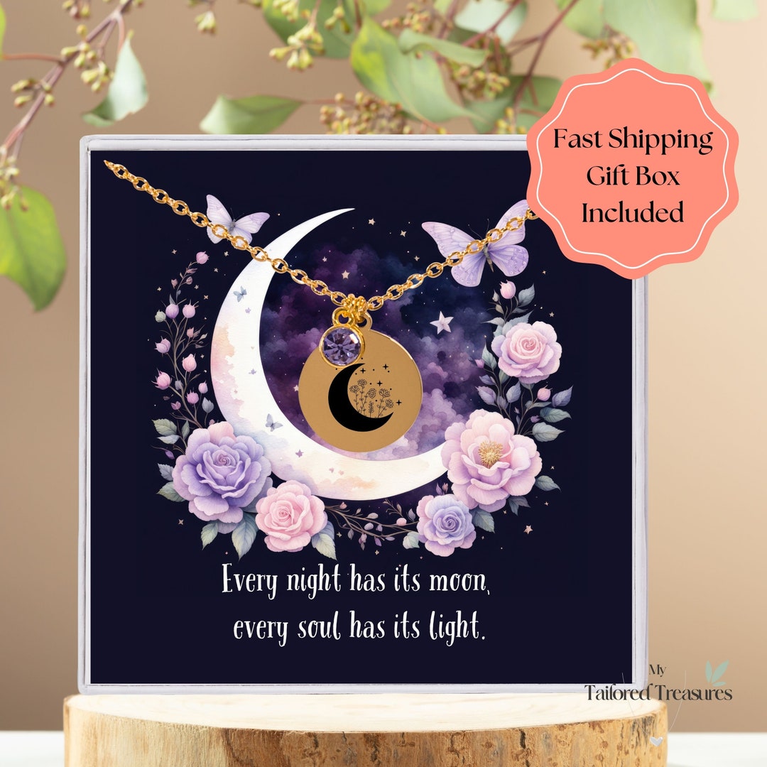 Crescent Moon Pendant Necklace, Inspirational Quote Jewelry, New ...