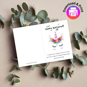 Printable Cute Unicorn Birthday Card Printable, Funny, and Adorable ...