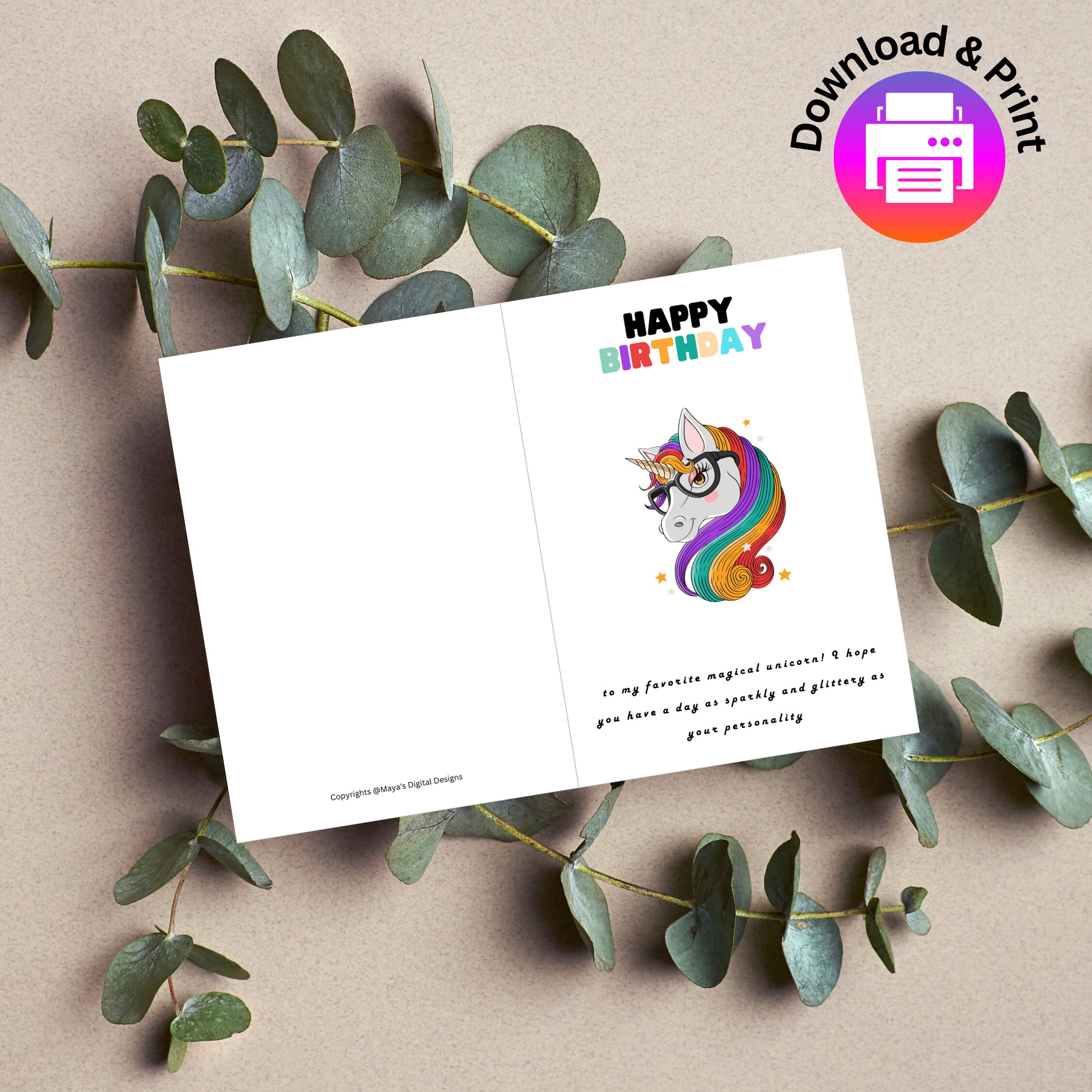 Printable Cute Birthday Card Digital Download Birthday Cards for ...