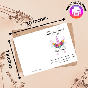Printable Cute Unicorn Birthday Card Printable, Funny, and Adorable ...