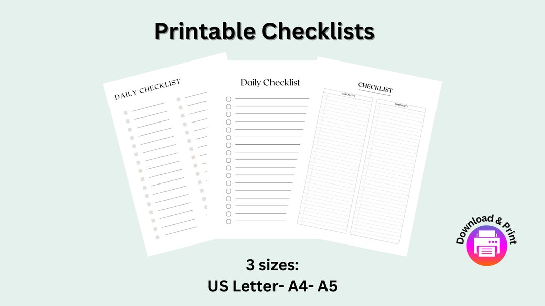 Printable Blank Checklist to Do Lists Task Lists Printable PDF A4/a5 ...