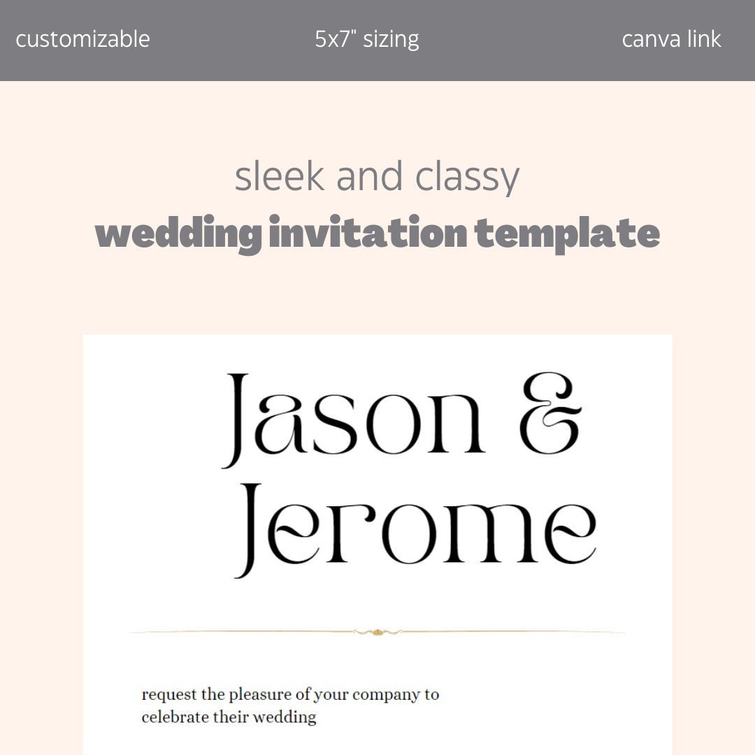 Sleek and Classy Wedding Invitation Template - Gold/black ...