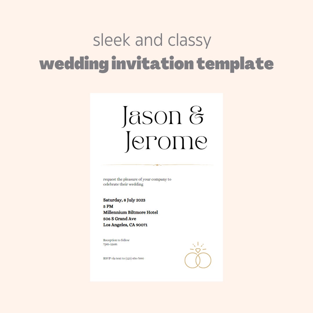 Sleek and Classy Wedding Invitation Template - Gold/black ...
