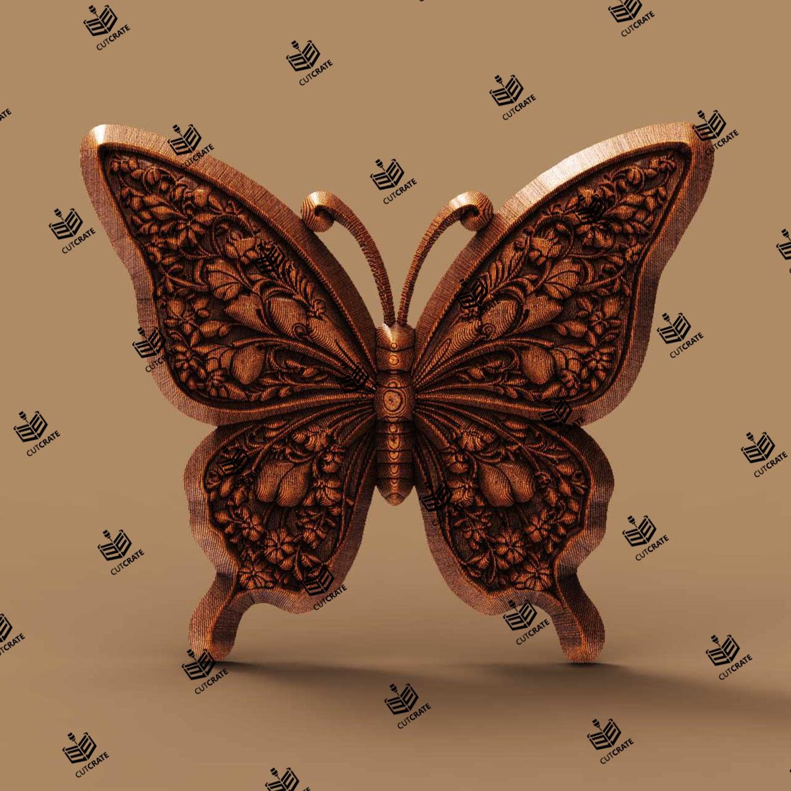 Butterfly - 3D STL Model for CNC, Depthmap for Laser Engraver, CNC ...