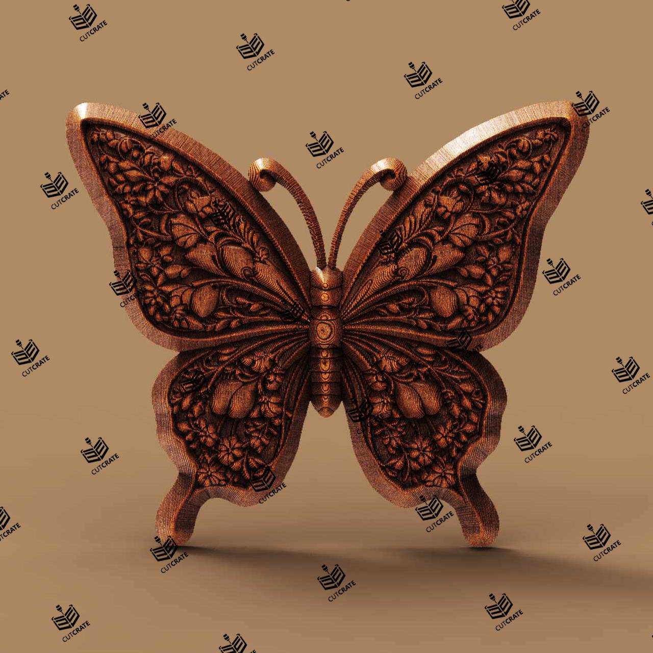 Butterfly - 3D STL Model for CNC, Depthmap for Laser Engraver, CNC ...