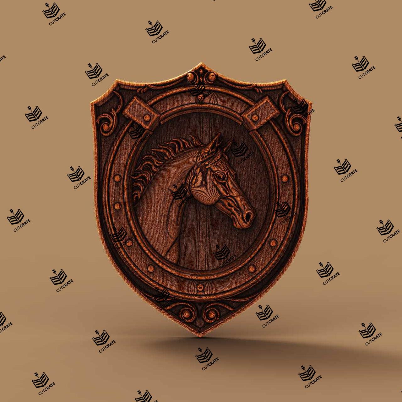 Horse-shield - 3D STL Model for CNC, Depthmap for Laser Engraver, CNC Files - Etsy