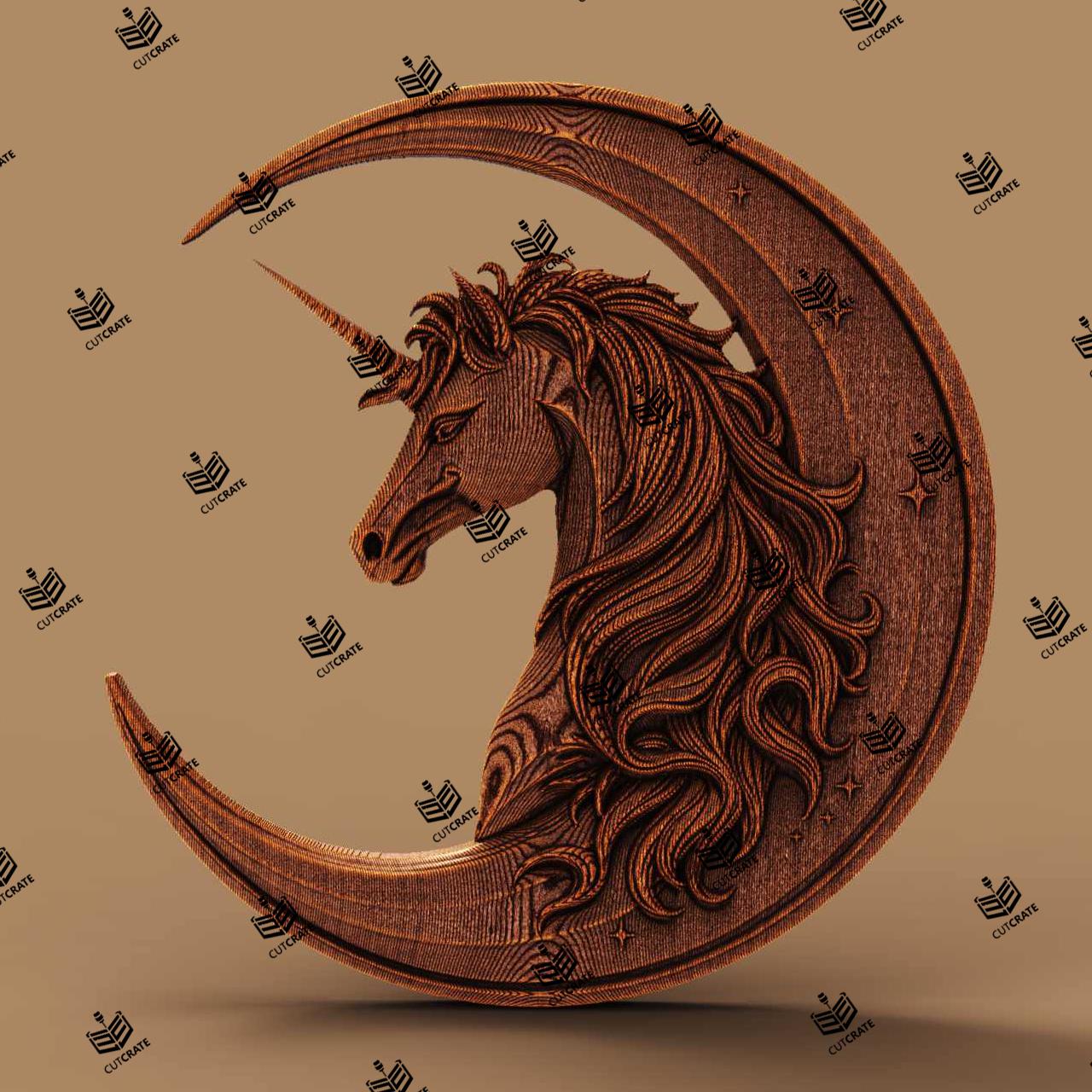 Unicorn, Moon - 3D STL Model for CNC, Depthmap for Laser Engraver, CNC ...