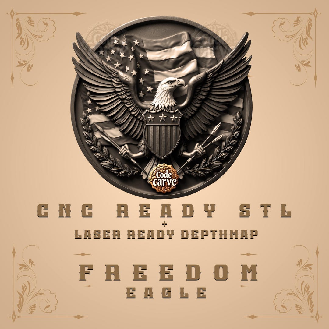 Freedom Eagle STL CNC READY 3D Model Laser Ready 3D Depthmap - Etsy