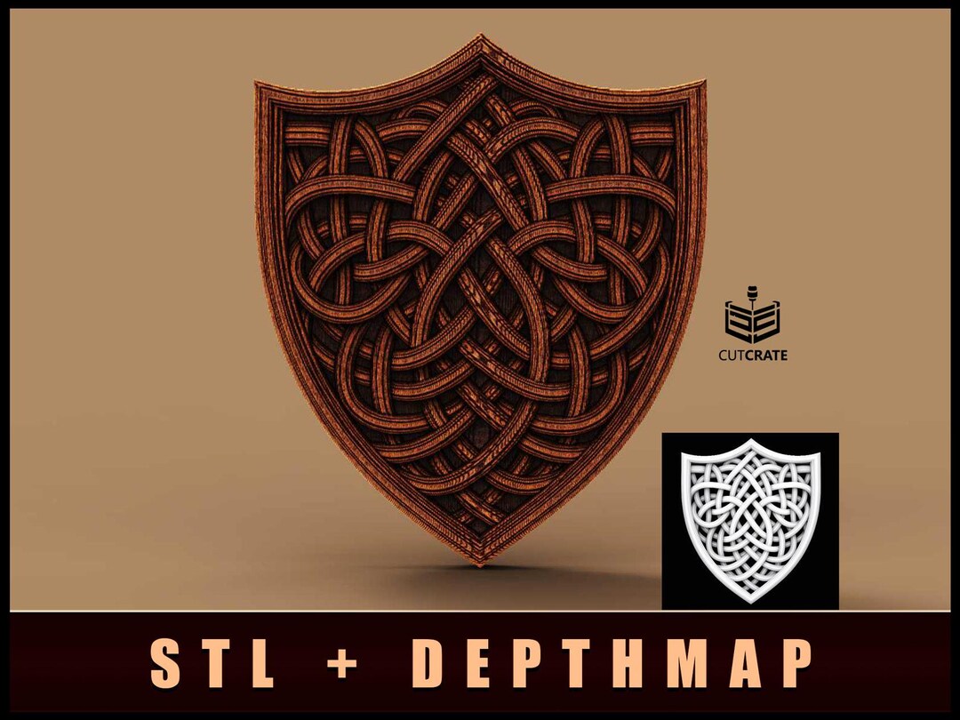 Celtic, Viking Shield - 3D STL Model for CNC, Depthmap for Laser ...