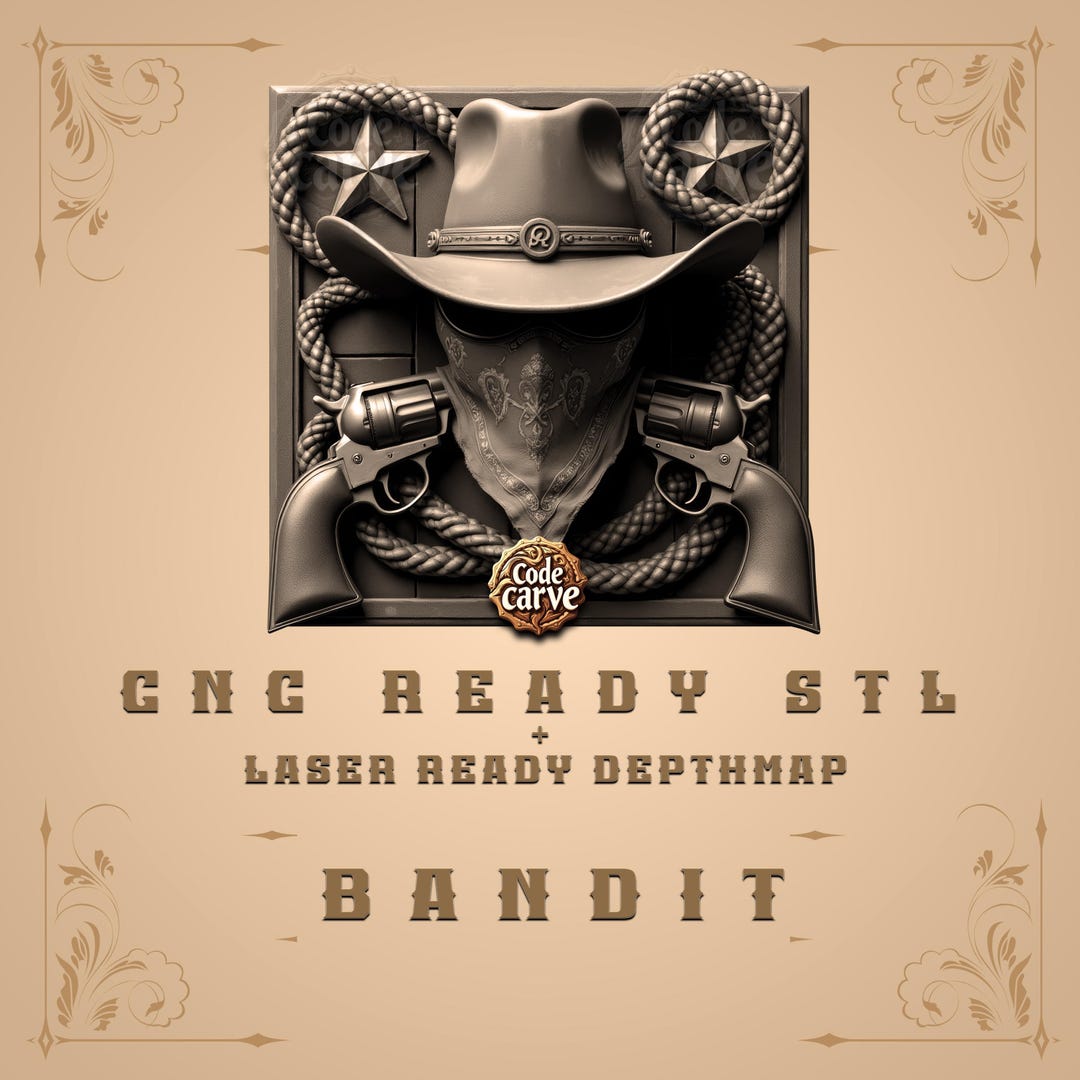 Bandit STL CNC READY 3D Model Laser Ready 3D Depthmap, High-quality ...