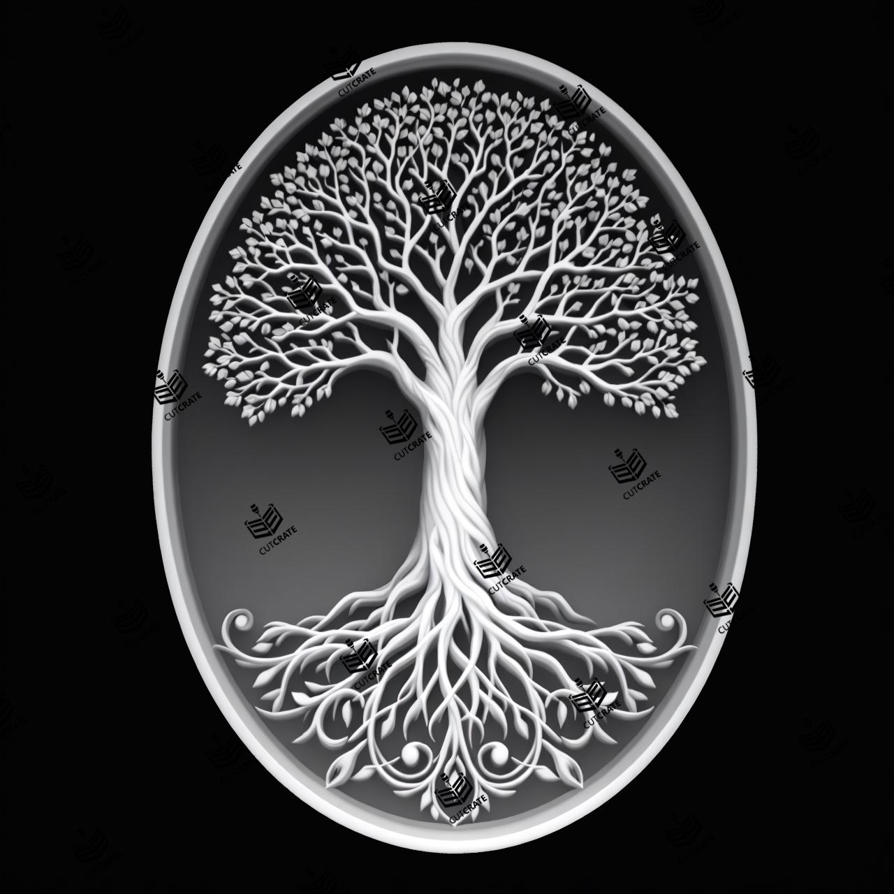 Tree of Life, Oval - 3D STL Model for CNC, Depthmap for Laser Engraver ...