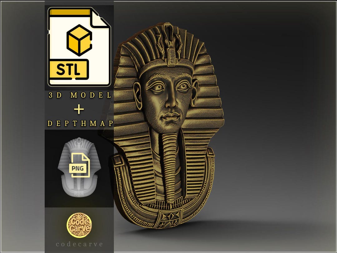 Egyptian Pharaoh, Egypt Mummy STL PNG Depth Map CNC, Laser, and 3D ...