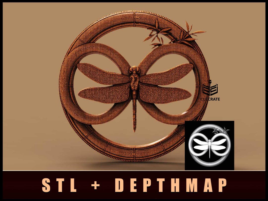 Dragonfly, Infinity Symbol - 3D STL Model for CNC, Depthmap for Laser ...