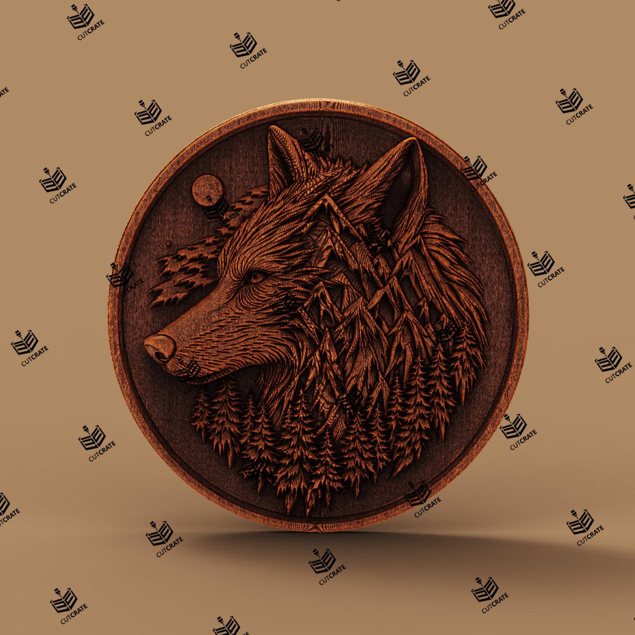 Wolf, Mountains - 3D STL Model for CNC, Depthmap for Laser Engraver ...