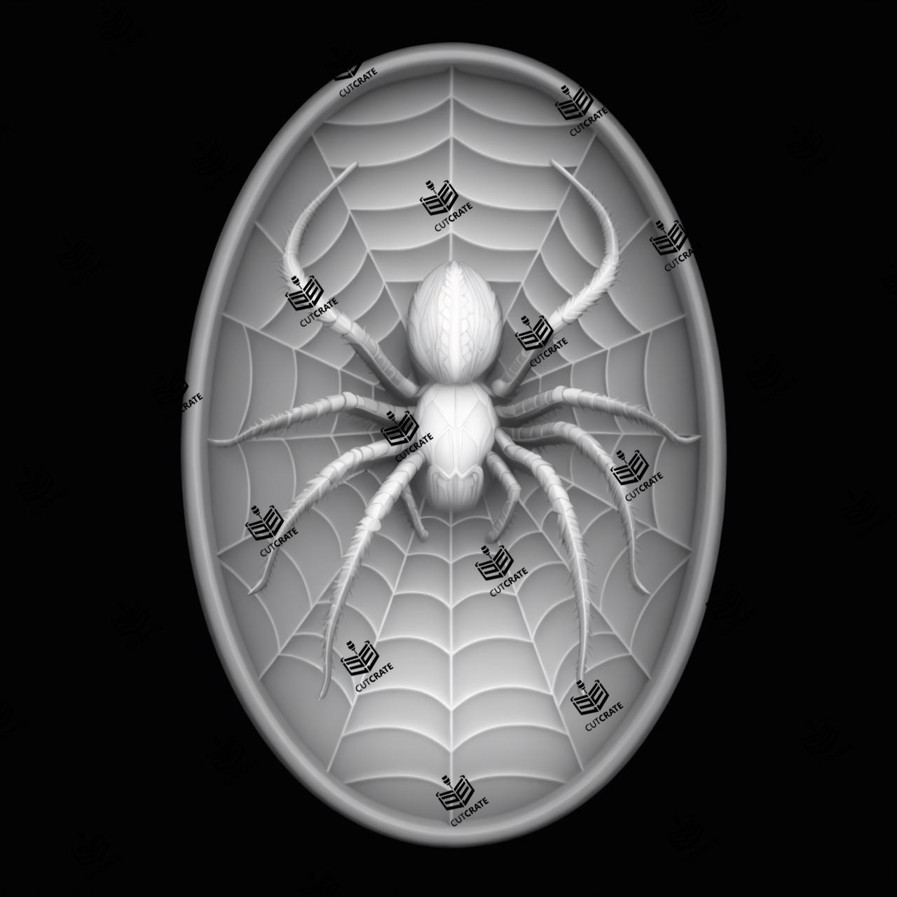 Spider, Oval - 3D STL Model for CNC, Depthmap for Laser Engraver, CNC ...