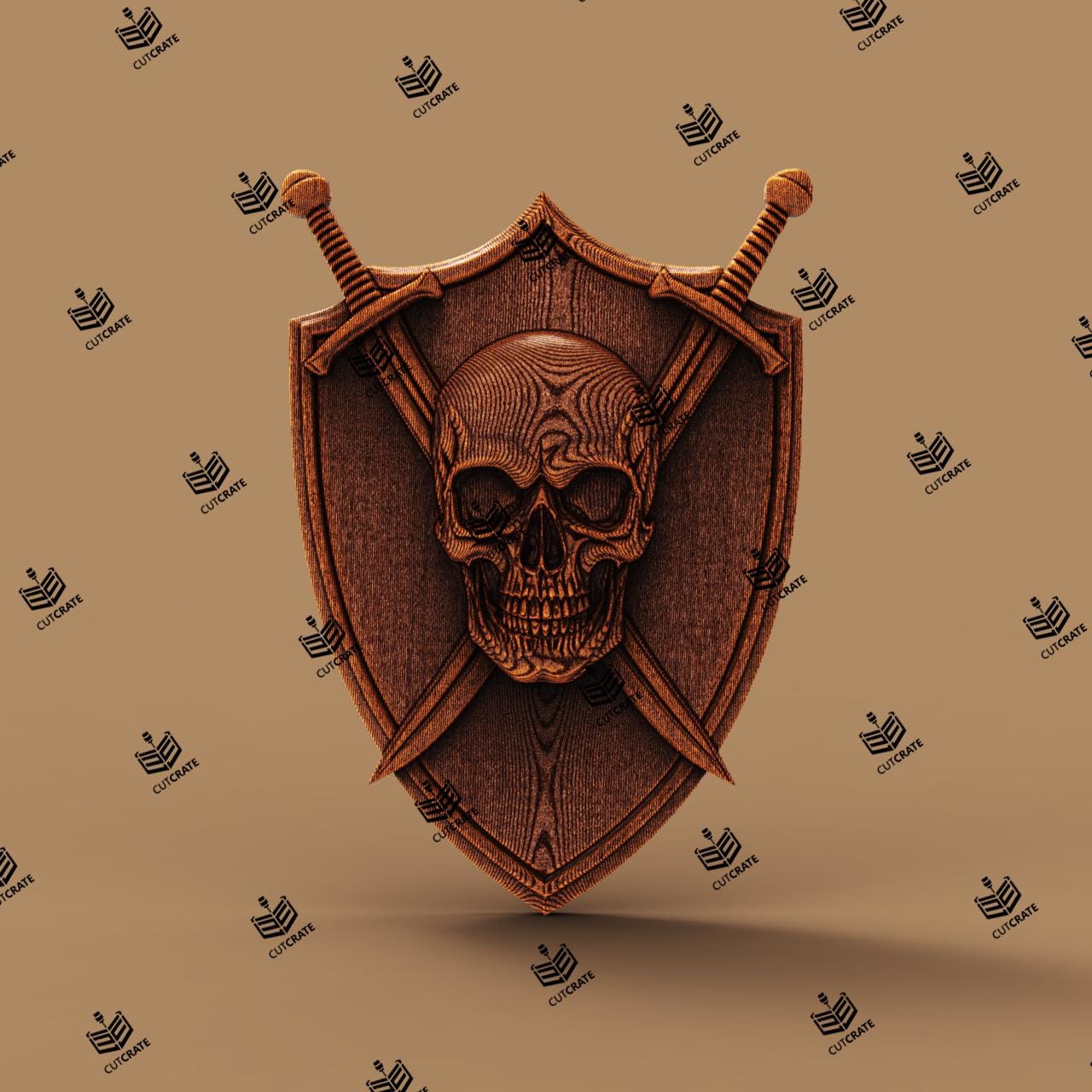 Skull, Shield - 3D STL Model for CNC, Depthmap for Laser Engraver, CNC Files - Etsy