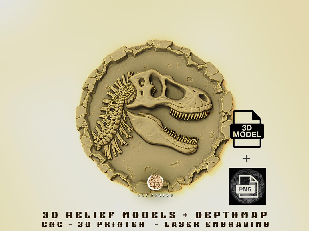 T-rex CNC 3D Carving, Laser 3D Illusion Depthmaps STL PNG Depth Map - Etsy