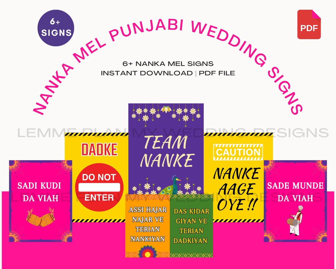 Nanka Mel Signs | Punjabi Wedding Indian Wedding Party Signs | Team ...
