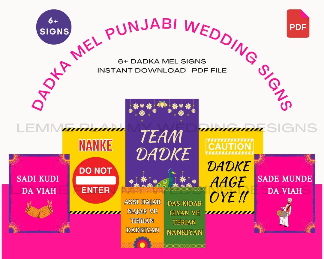 Dadka Mel Signs | Punjabi Wedding Indian Wedding Party Signs | Team ...