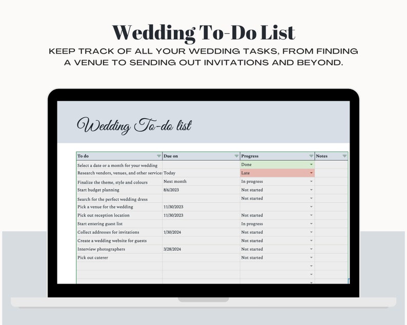 ALL IN ONE 4 Tab Wedding Spreadsheet, Wedding Budget Spreadsheet ...