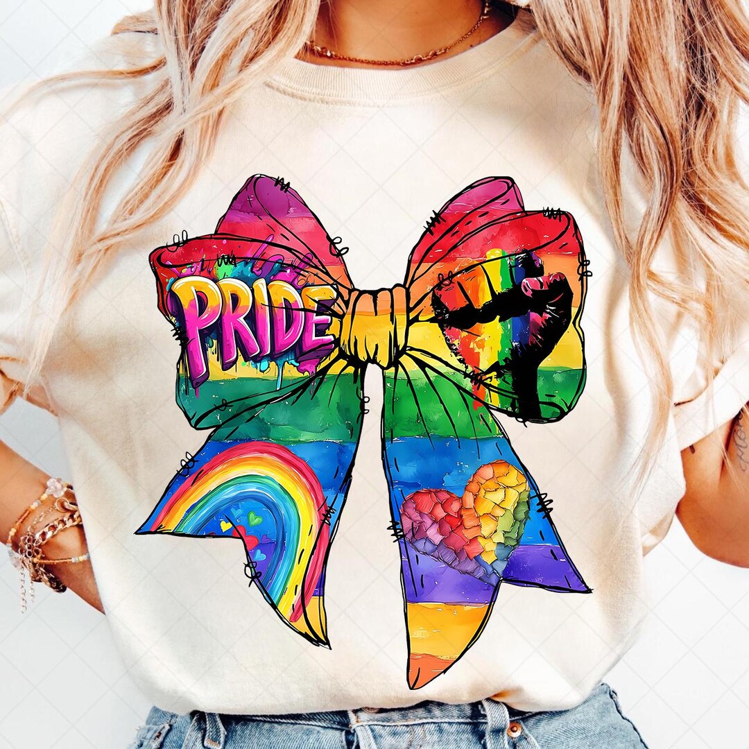 Coquette Pride Bow Png, LGBTQ Bow Png, LGBTQ Png, Love is Love Png, Rainbow LGBTQ Pride Flag ...