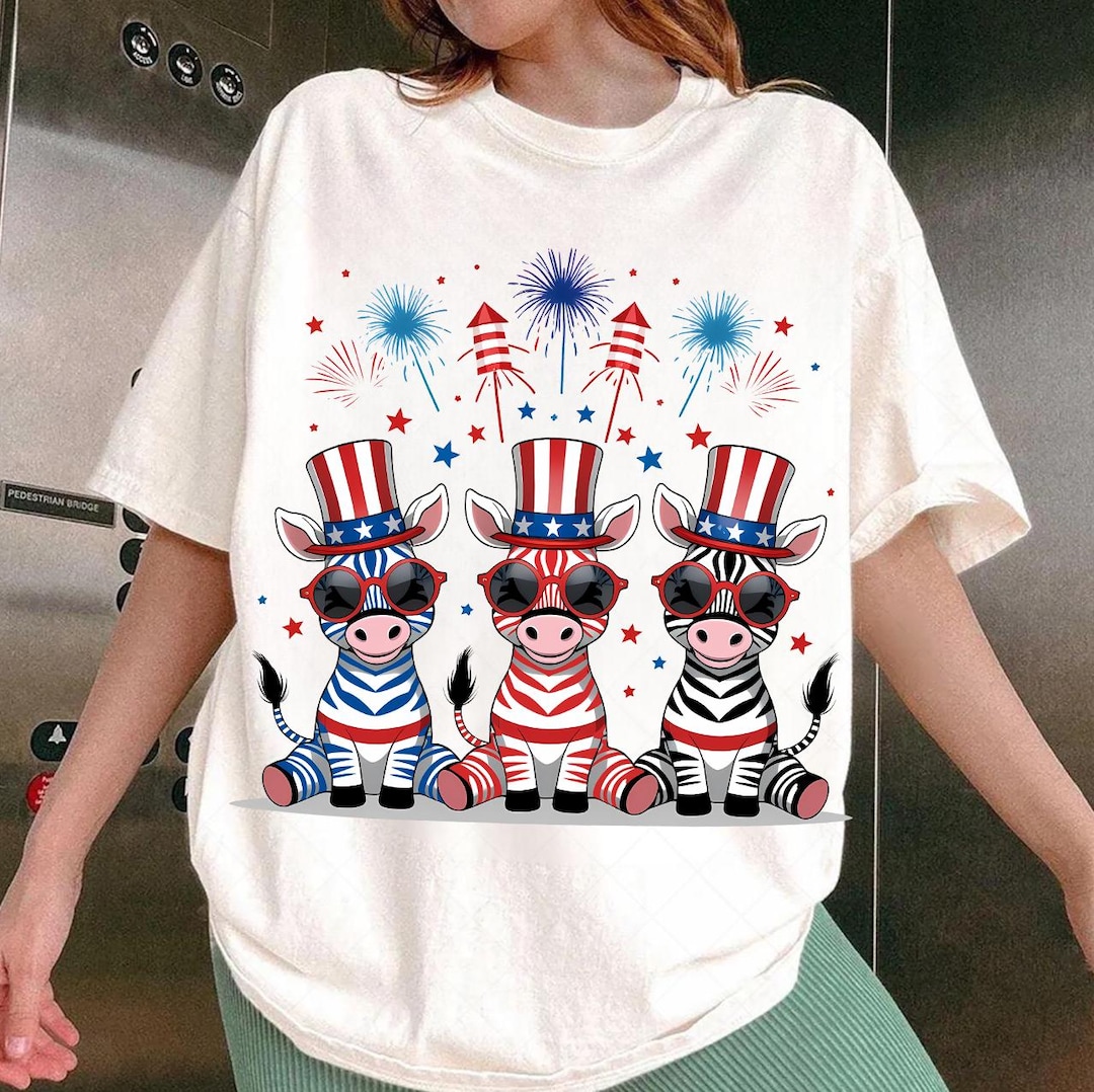 Funny Fireworks Zebra American USA Flag 4th of July Png, Patriotic ...
