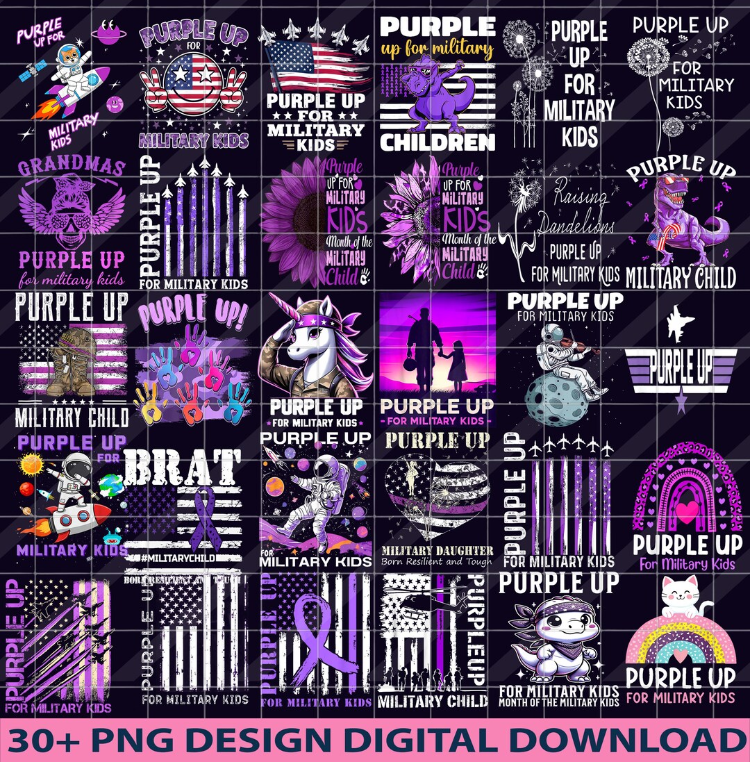 30+ Military Child Designs Bundle, Purple up Military Child, Month of ...