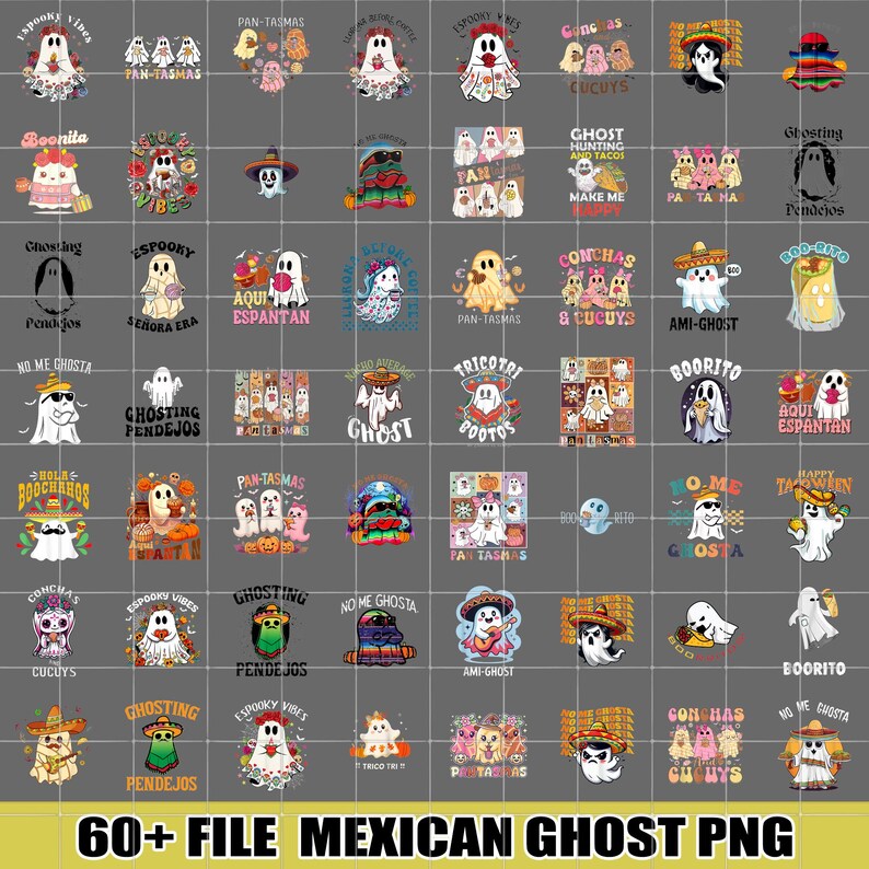 60+ Designs Mexican Ghost Png Bundle, Creepy Conchita Era Png, Conchas ...