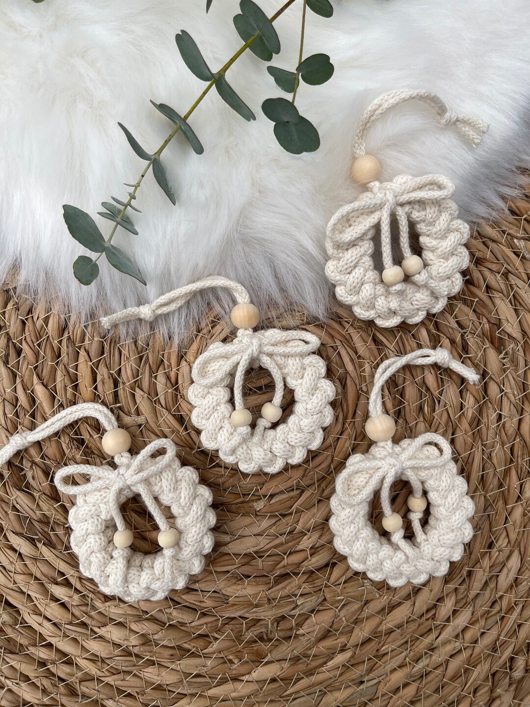 Macrame Tree Decoration Gift Tag Wreath Pendant Christmas Advent ...