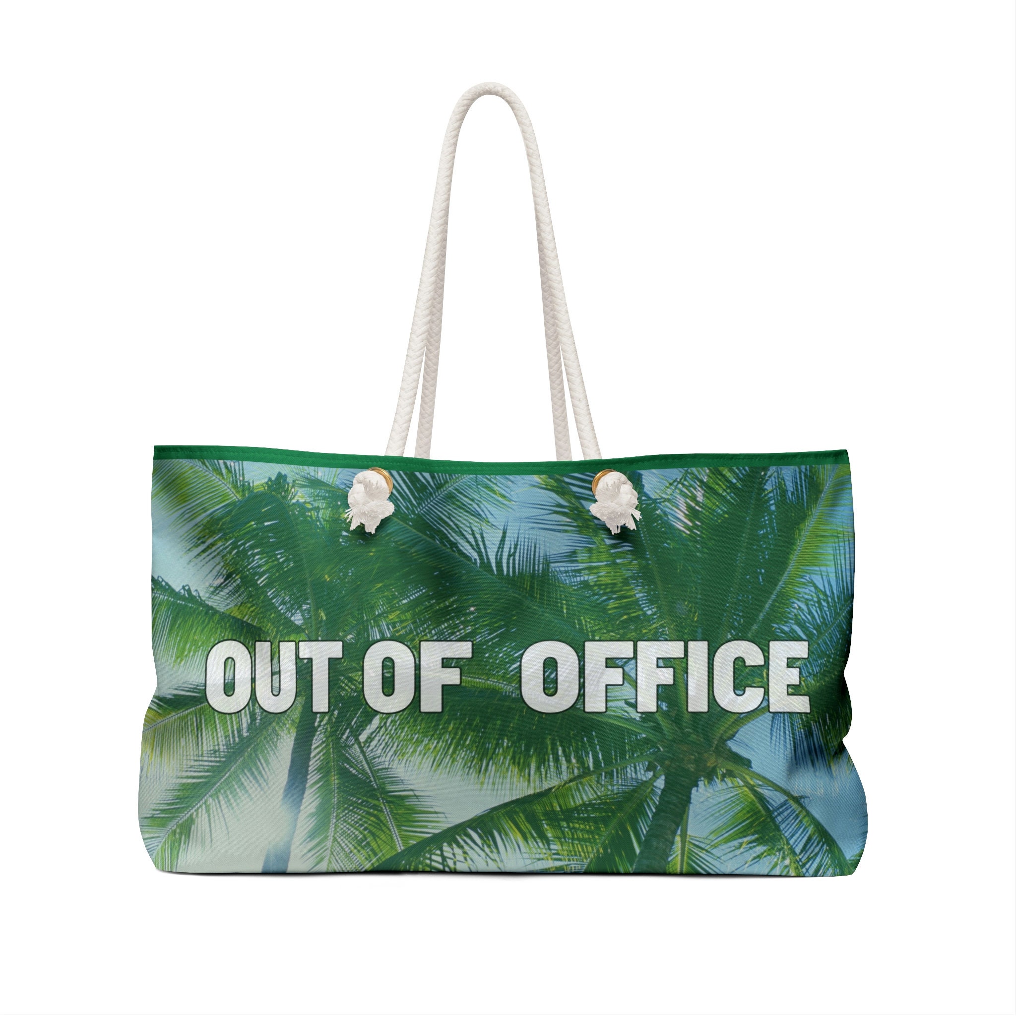 Out of Office Beach Tote Bag Tropical Beach Bag Green Palm Leaf Design ...