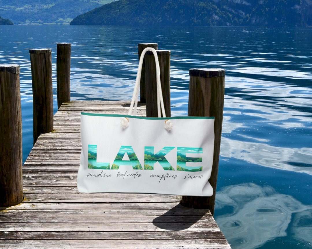 Lake Scene Tote Bag: Large Rope Handle Beach Bag - Etsy
