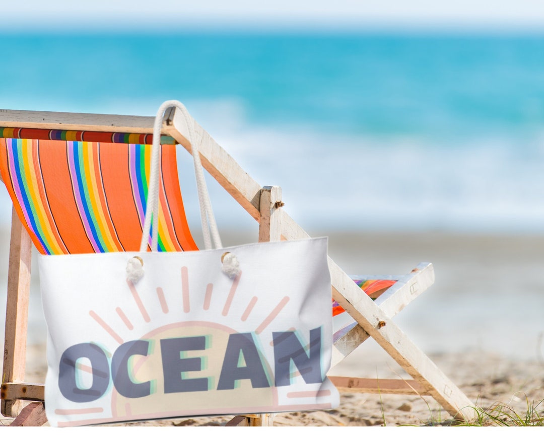 Ocean Theme Tote Bag | Large Weekender Bag | Ocean Vacation Shoulder ...