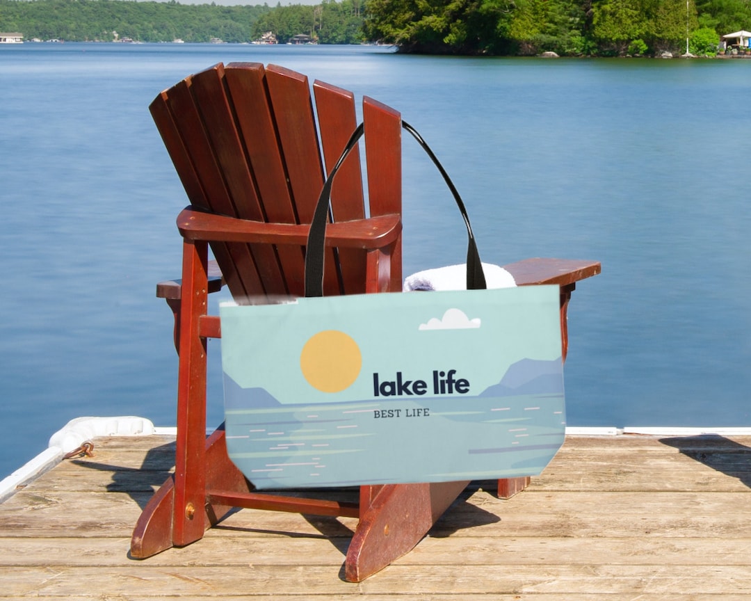 Lake Life Weekender Bag: Large Beach Tote, Travel Gift - Etsy
